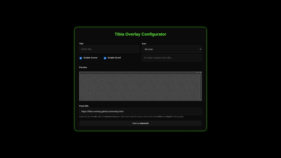 Tibia Overlay Configurator for OBS